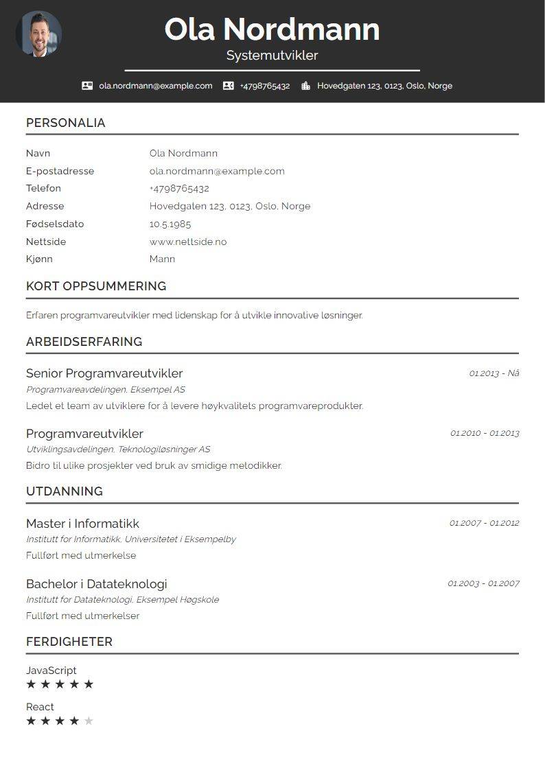 Beste CV-mal: Favorittene blant våre brukere | CVProff
